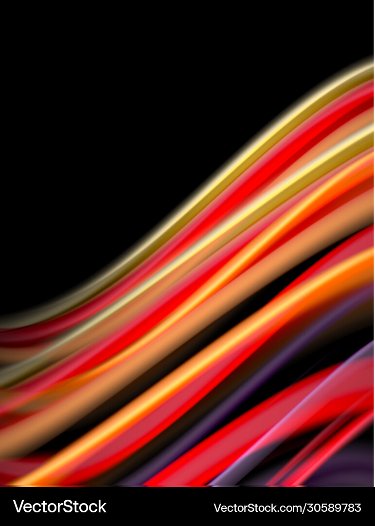 Silk smooth lines on black liquid fluid color Vector Image