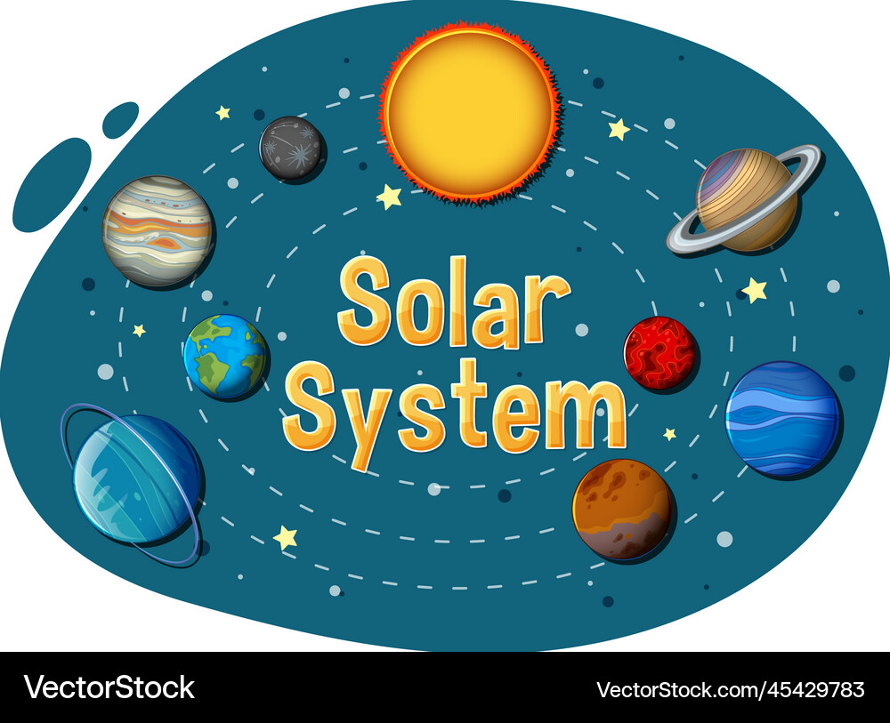 Solar system banner in cartoon style Royalty Free Vector