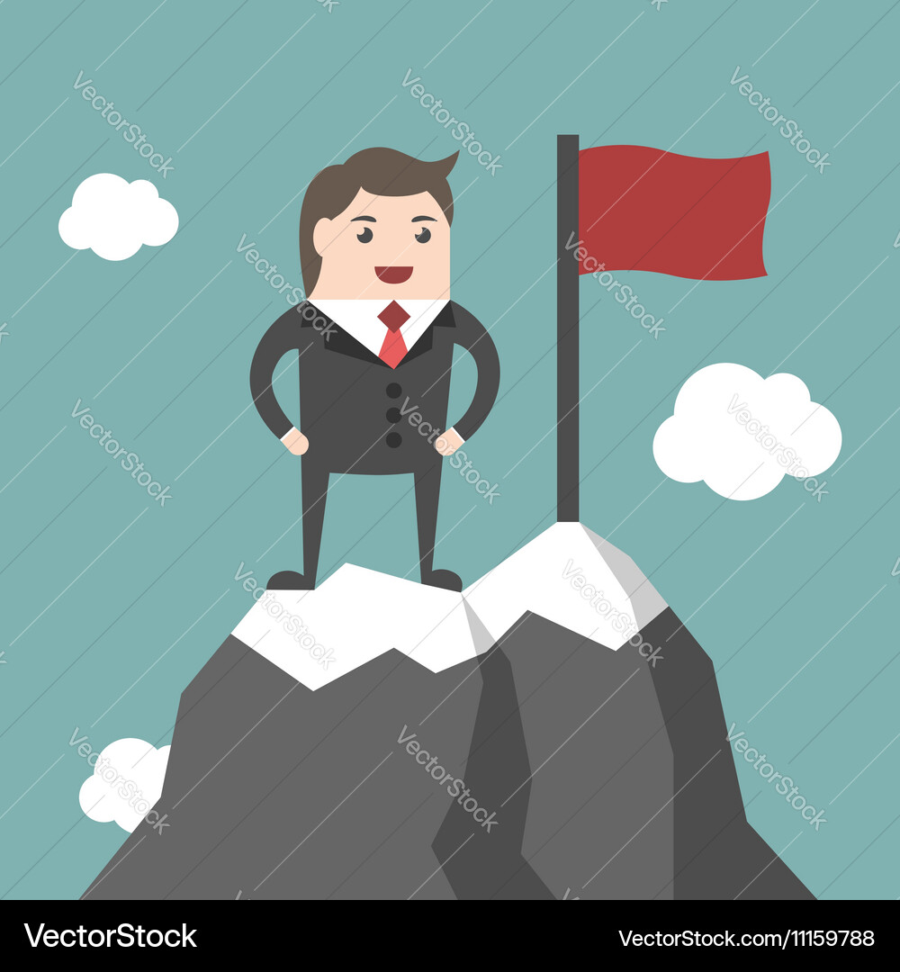 Businessman on mountain summit Royalty Free Vector Image