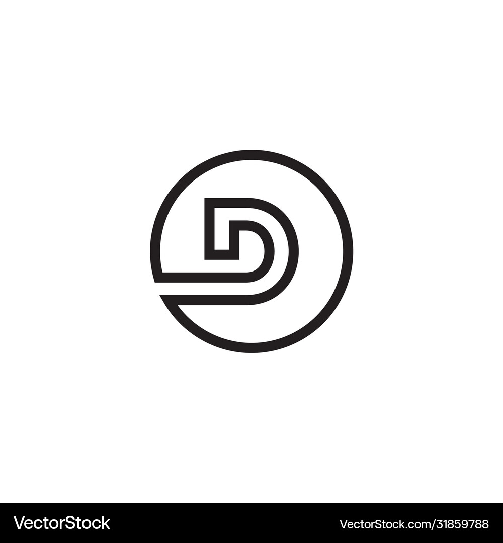 D circle letter lines logo design Royalty Free Vector Image