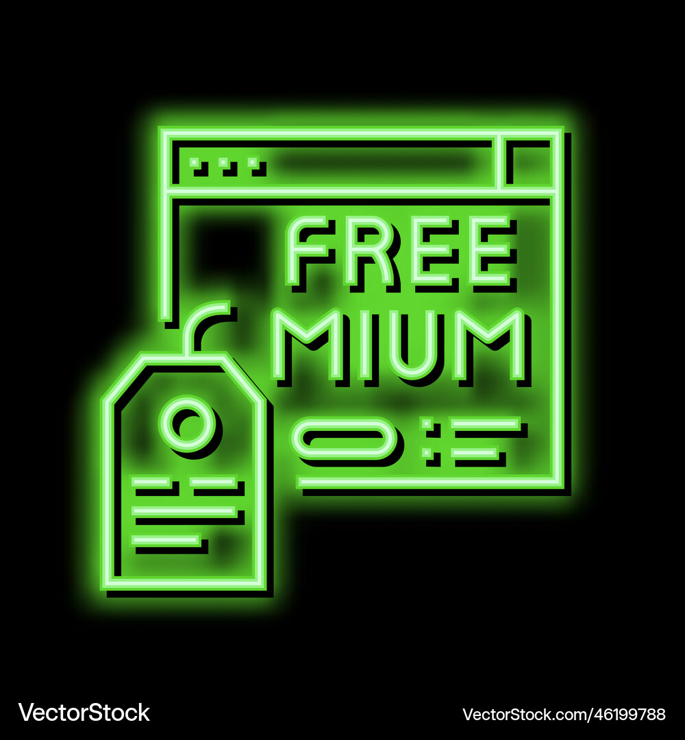 Freemium online service subscription neon glow Vector Image
