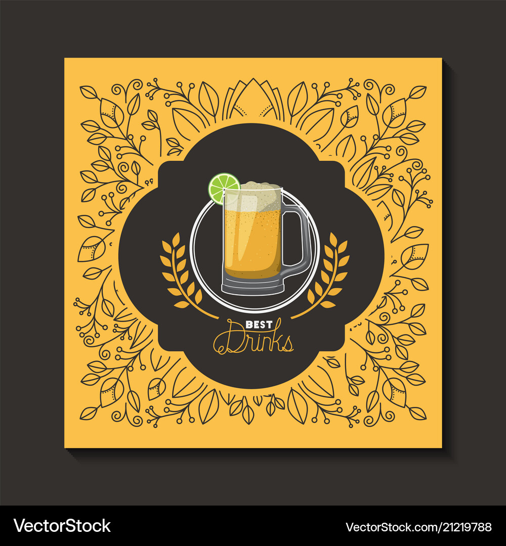Fresh and tropical cocktail frame Royalty Free Vector Image