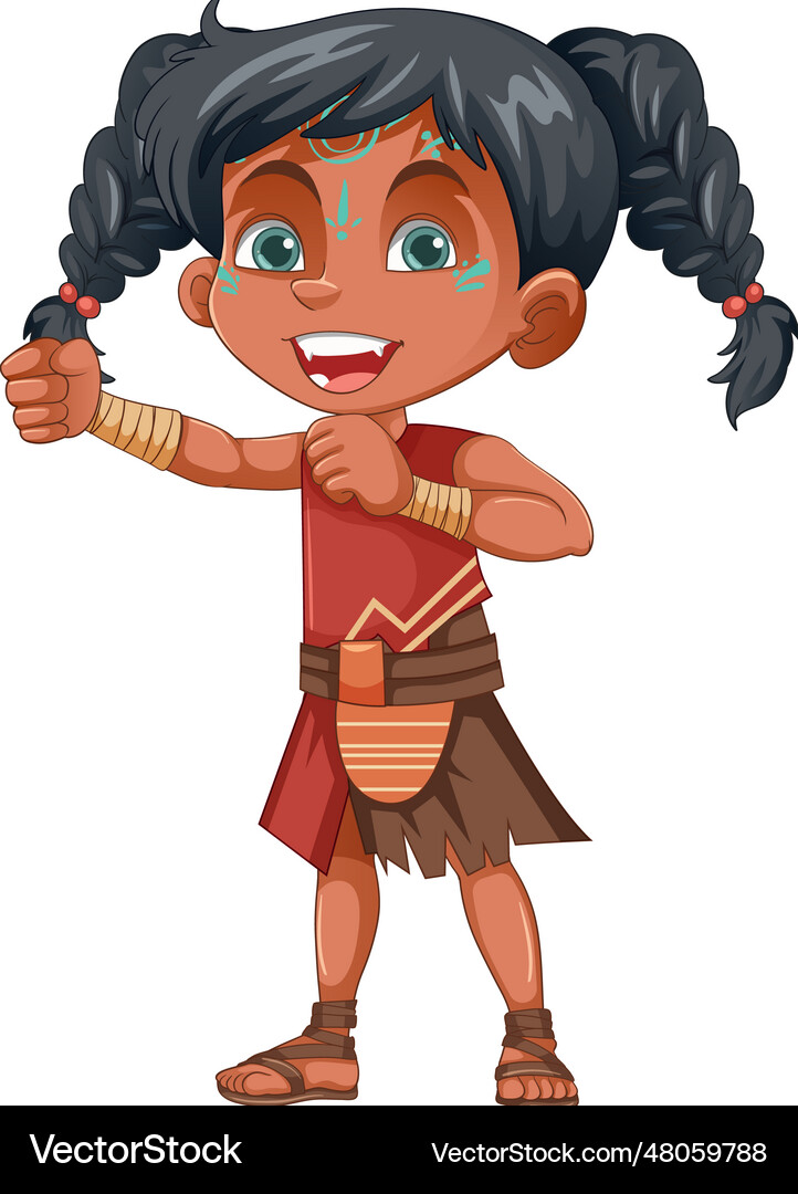 Indigenous cartoon character isolated Royalty Free Vector