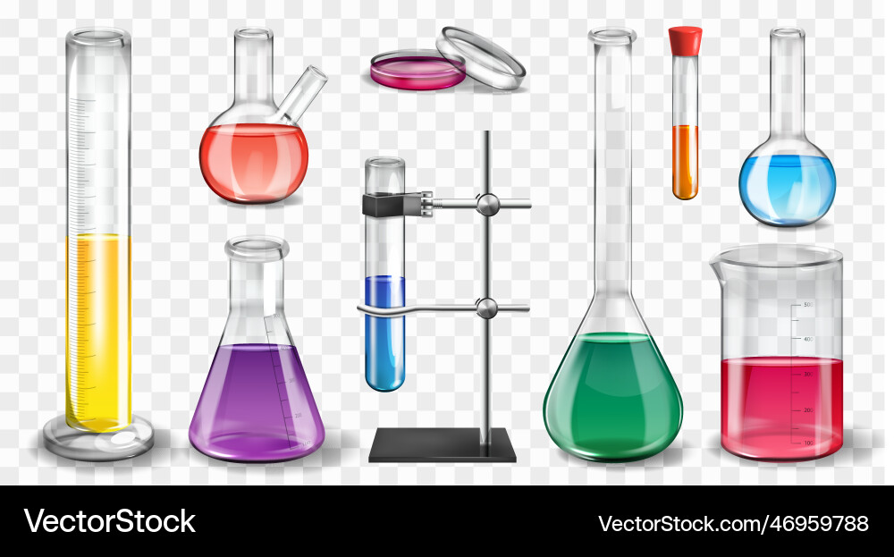 Laboratory equipment transparent set Royalty Free Vector