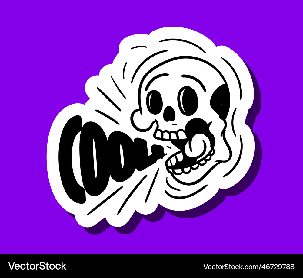 Skull sticker black and white Royalty Free Vector Image