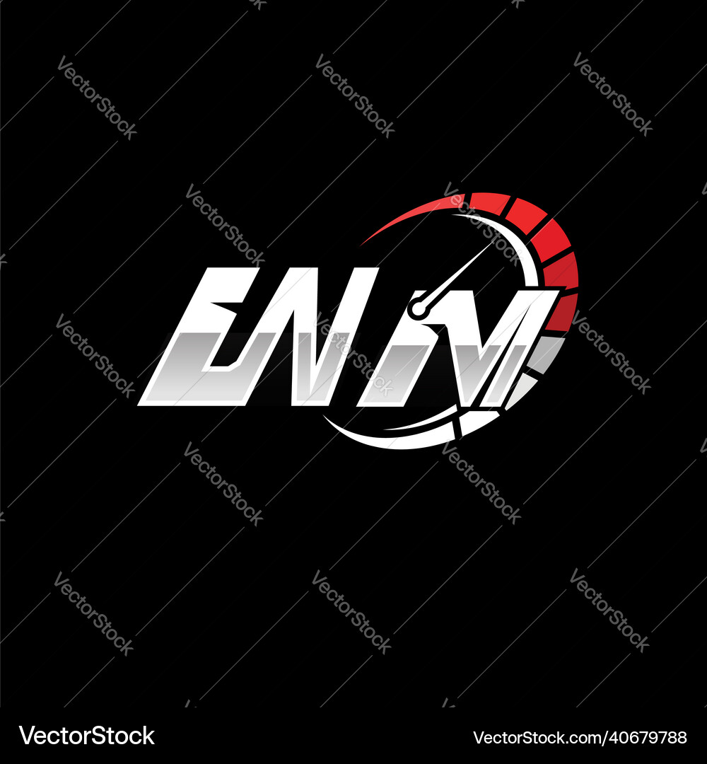 Wm logo letter speed meter racing style Royalty Free Vector