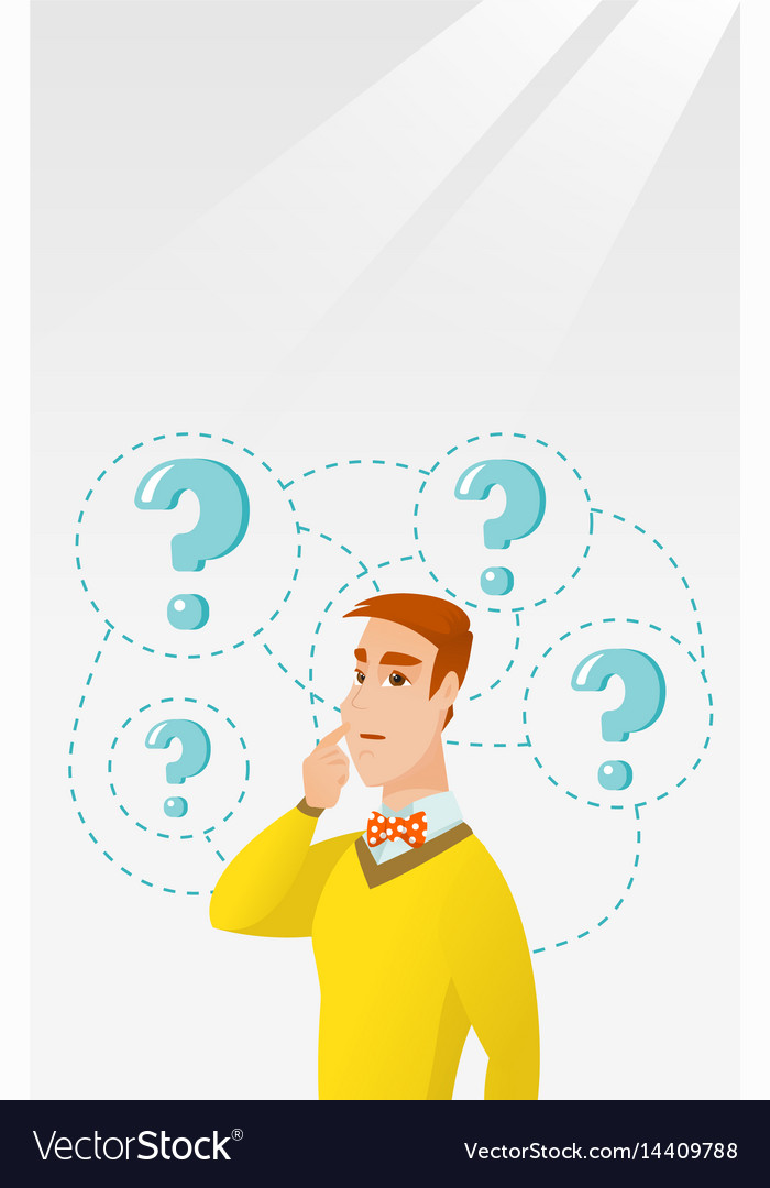Young business man thinking Royalty Free Vector Image