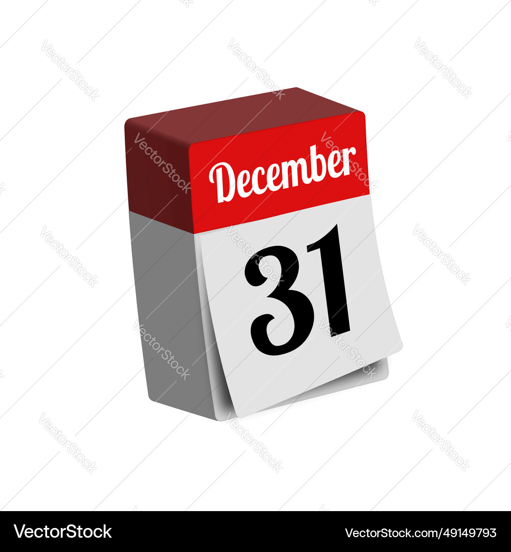 31 december icon calendar day date Royalty Free Vector Image