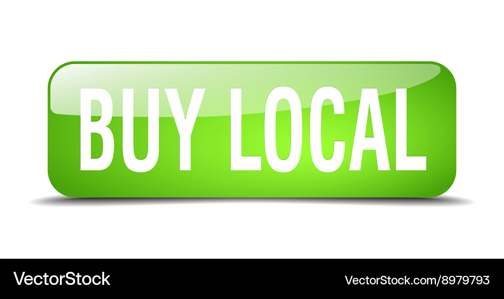 Buy local green square 3d realistic isolated web Vector Image