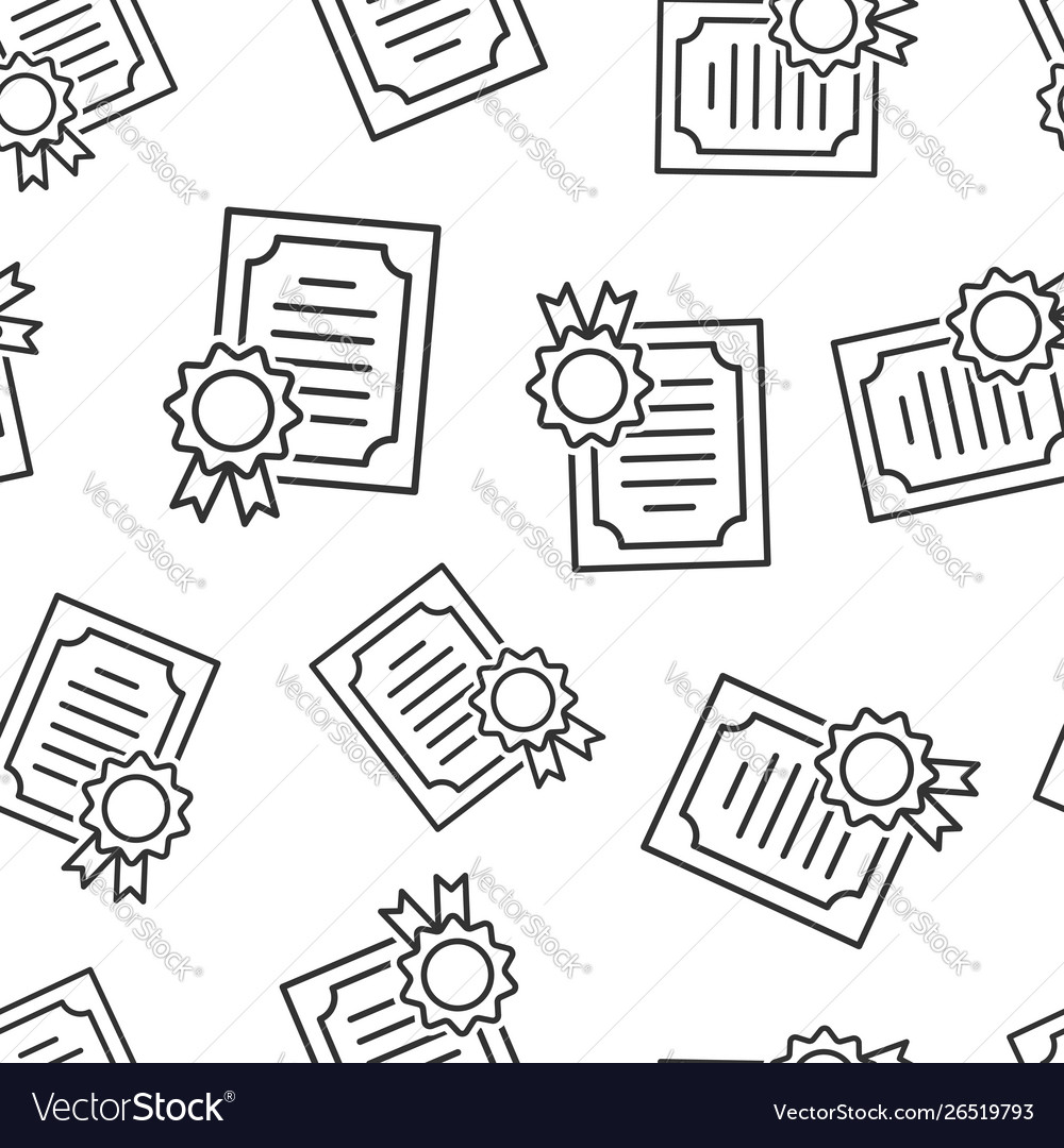 Certificate icon seamless pattern background Vector Image
