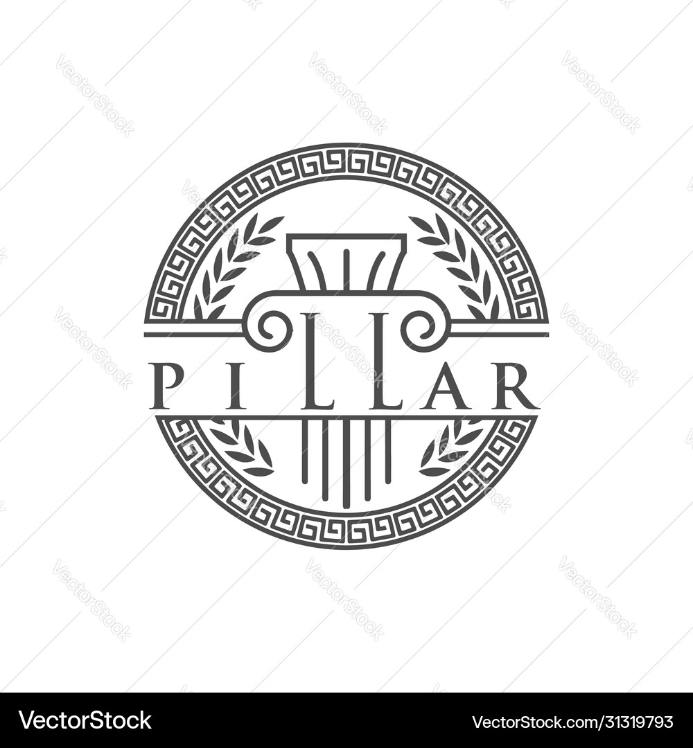 Circle ancient greek coin with pillar column Vector Image