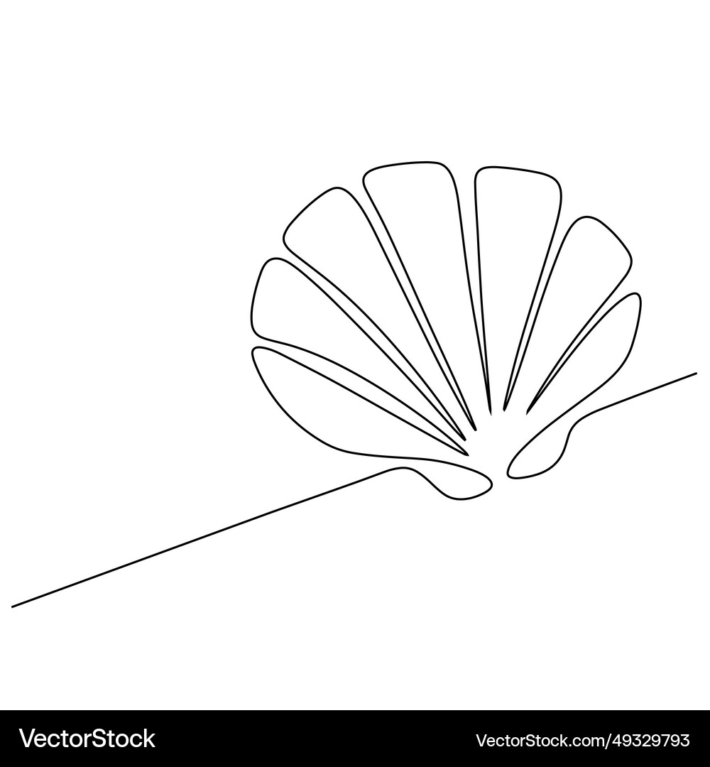Continuous one line drawing of oyster shell Vector Image