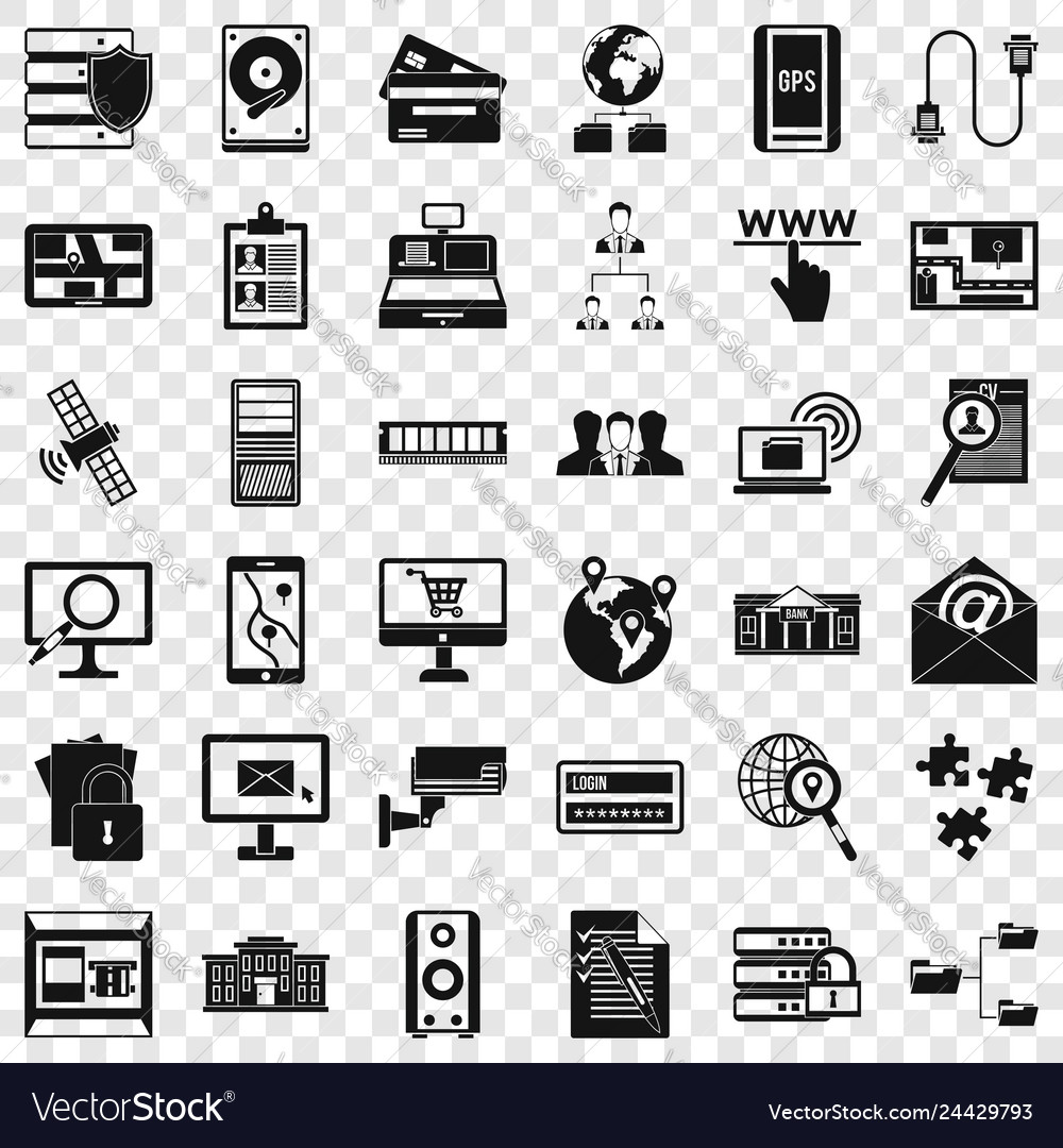 Database protection icons set simple style Vector Image