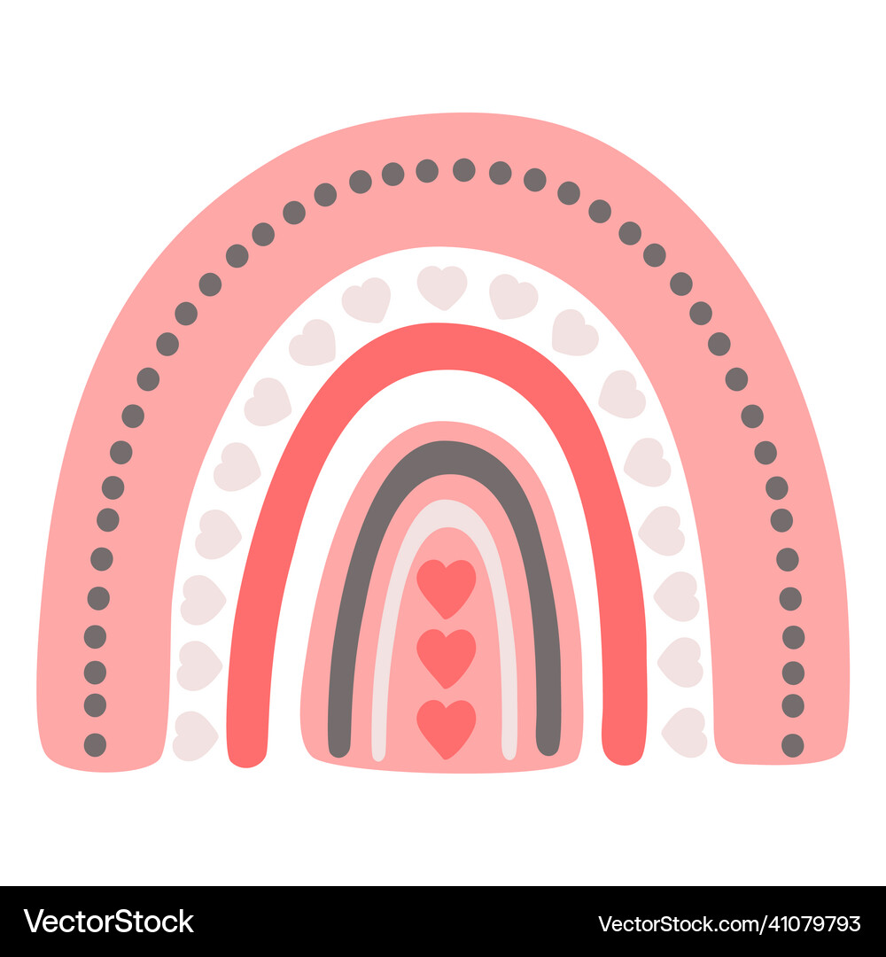 Hand drawn cute rainbow with hearts abstract Vector Image