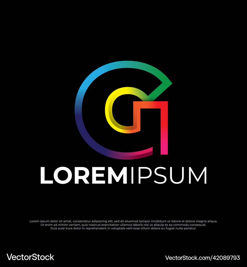 Initial letter g colorful modern digital alphabet Vector Image