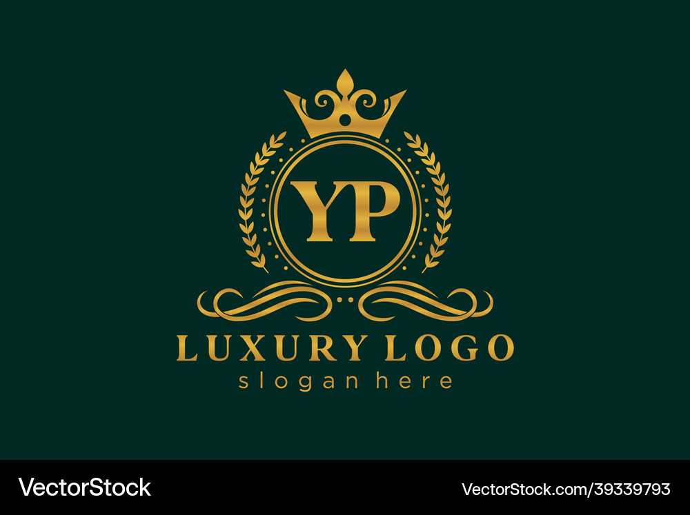 Initial yp letter royal luxury logo template Vector Image