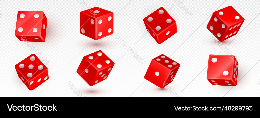 Realistic set of red dice Royalty Free Vector Image