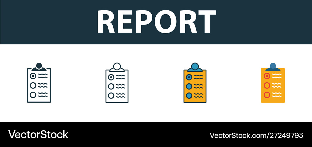 Report icon set premium symbol in different Vector Image