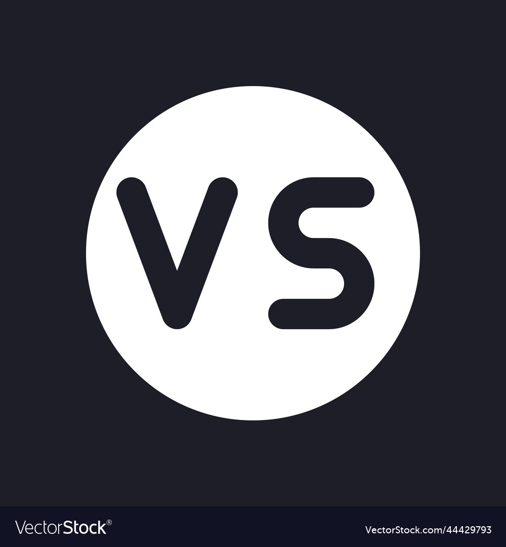 Versus button dark mode glyph ui icon Royalty Free Vector