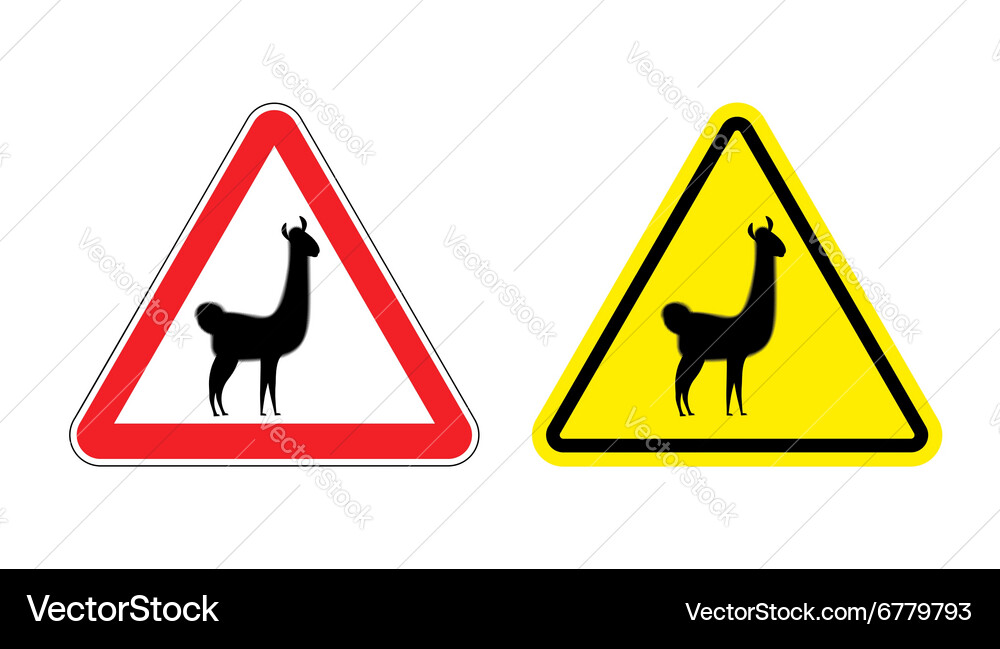 Warning sign attention lama hazard yellow Vector Image