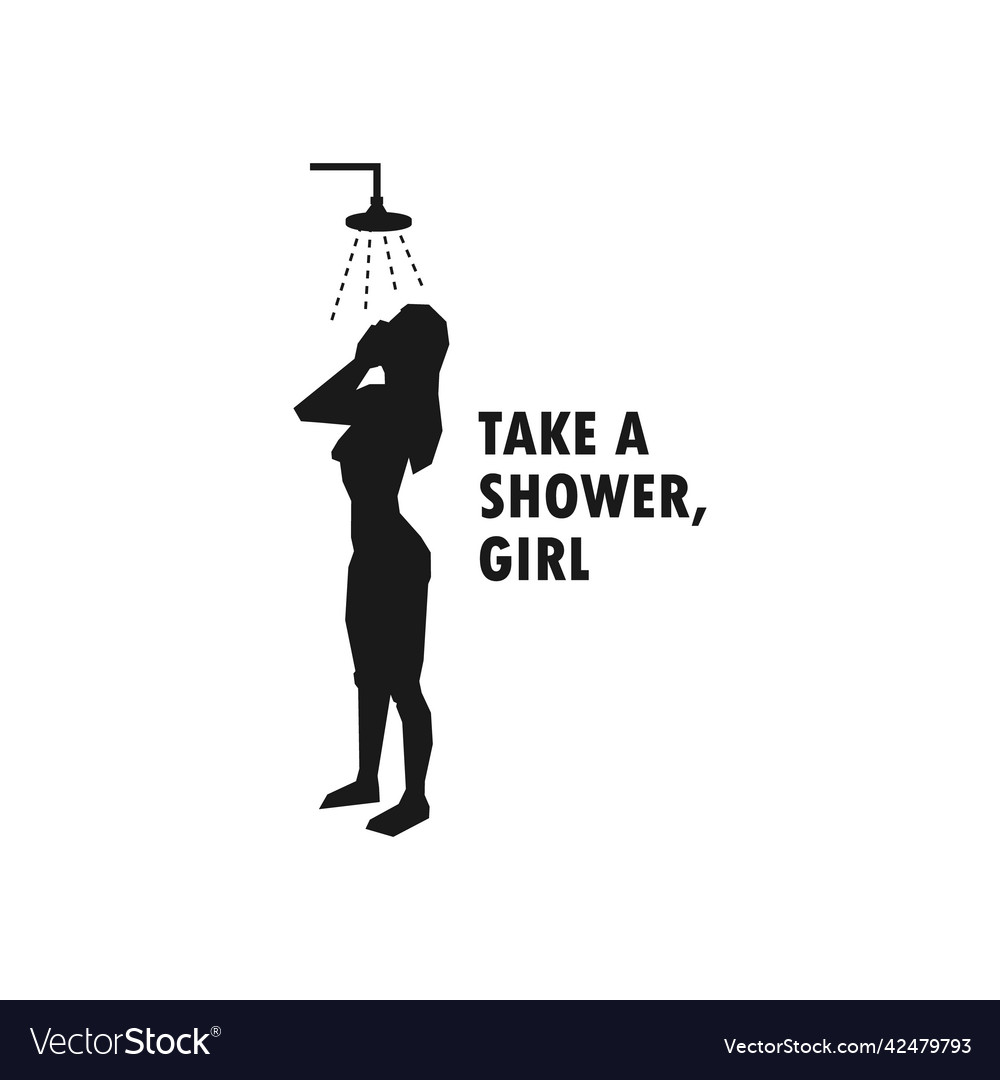 Woman Taking A Shower Naked Simple Black Vector Image