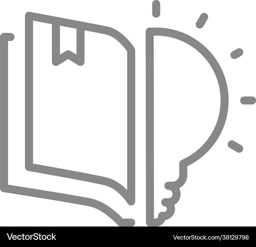 Book with light bulb line icon brainstorm Vector Image