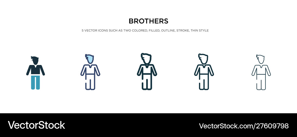 Brothers icon in different style two colored Vector Image