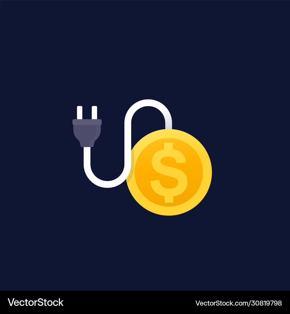Electricity costs icon with electric plug Vector Image