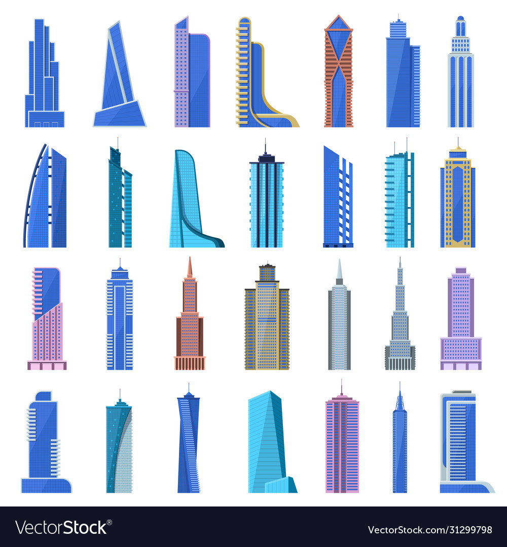 Modern skyscrapers city office buildings glass Vector Image