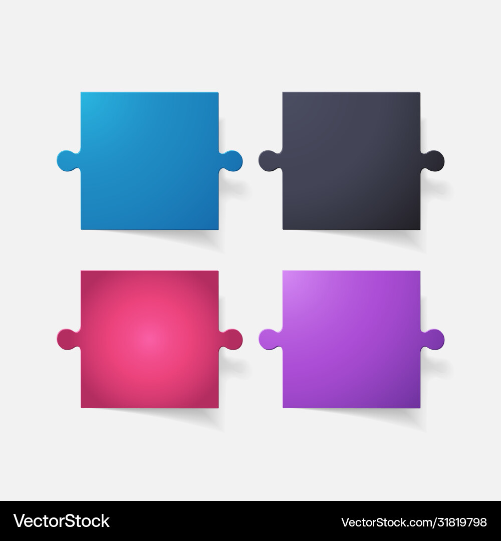 Paper clipped sticker puzzle Royalty Free Vector Image