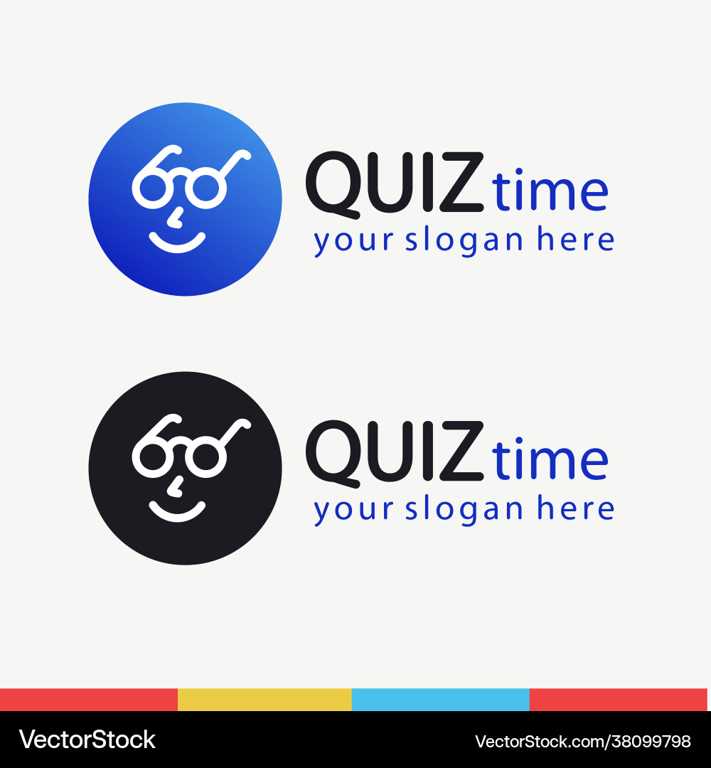 Quiz time symbol with smart face Royalty Free Vector Image