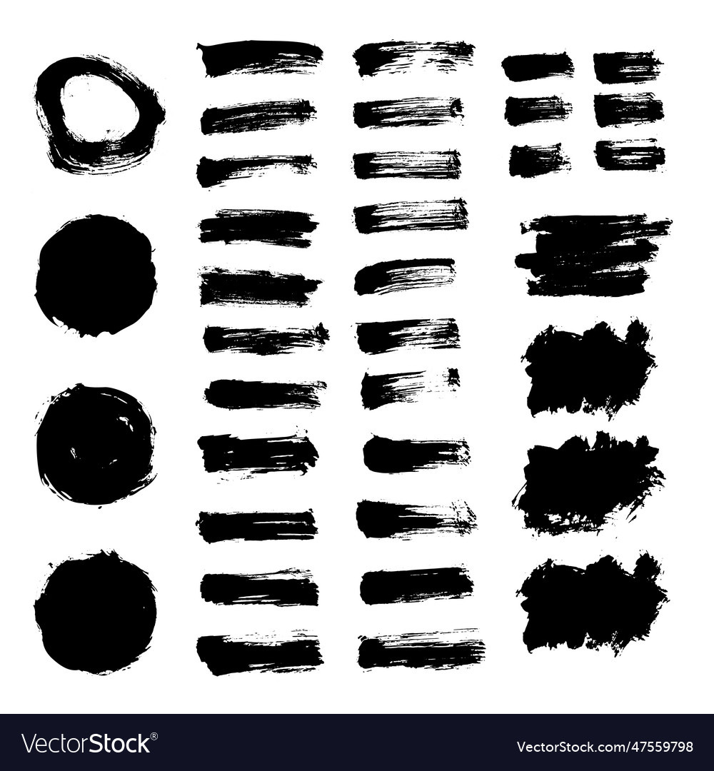 Set grunge brush stroke grunge art decoration Vector Image