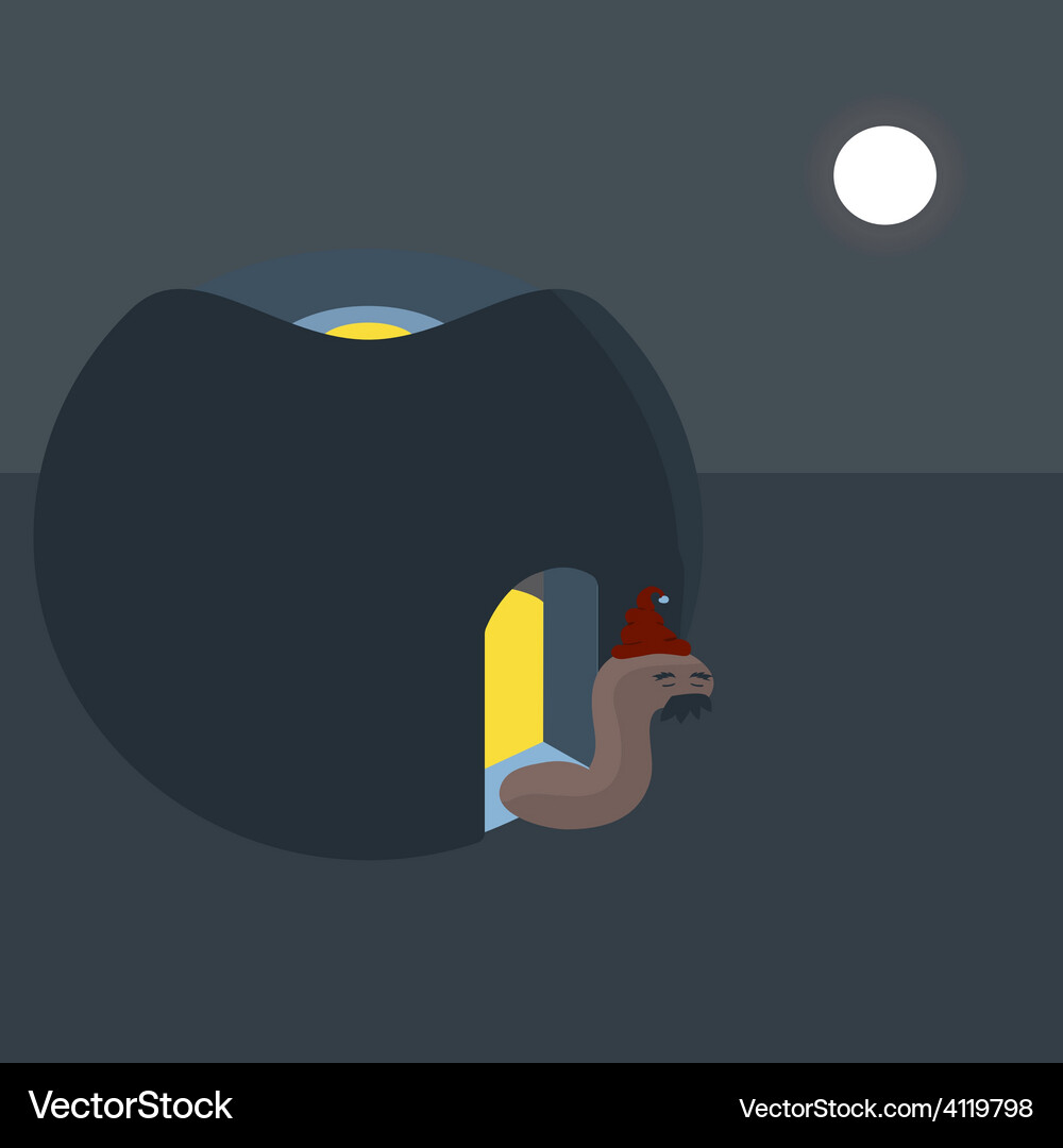 Sleepy worm leaving the house Royalty Free Vector Image