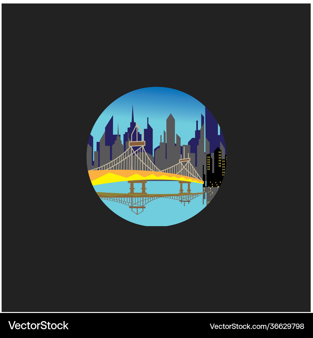 Urban building landscape background design circle Vector Image