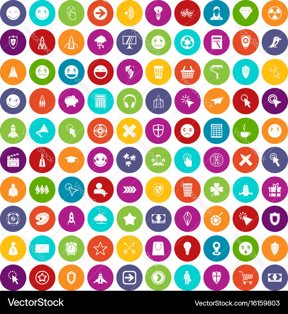 100 interface pictogram icons set color Royalty Free Vector