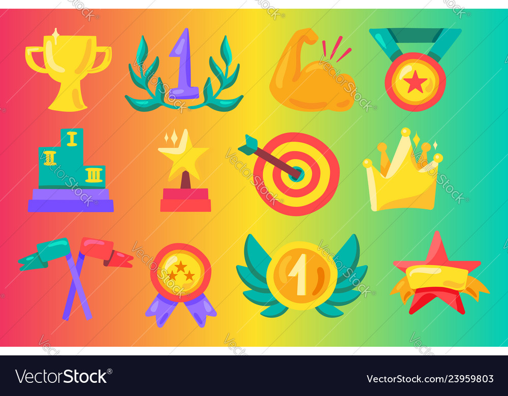 Awards flat set Royalty Free Vector Image - VectorStock