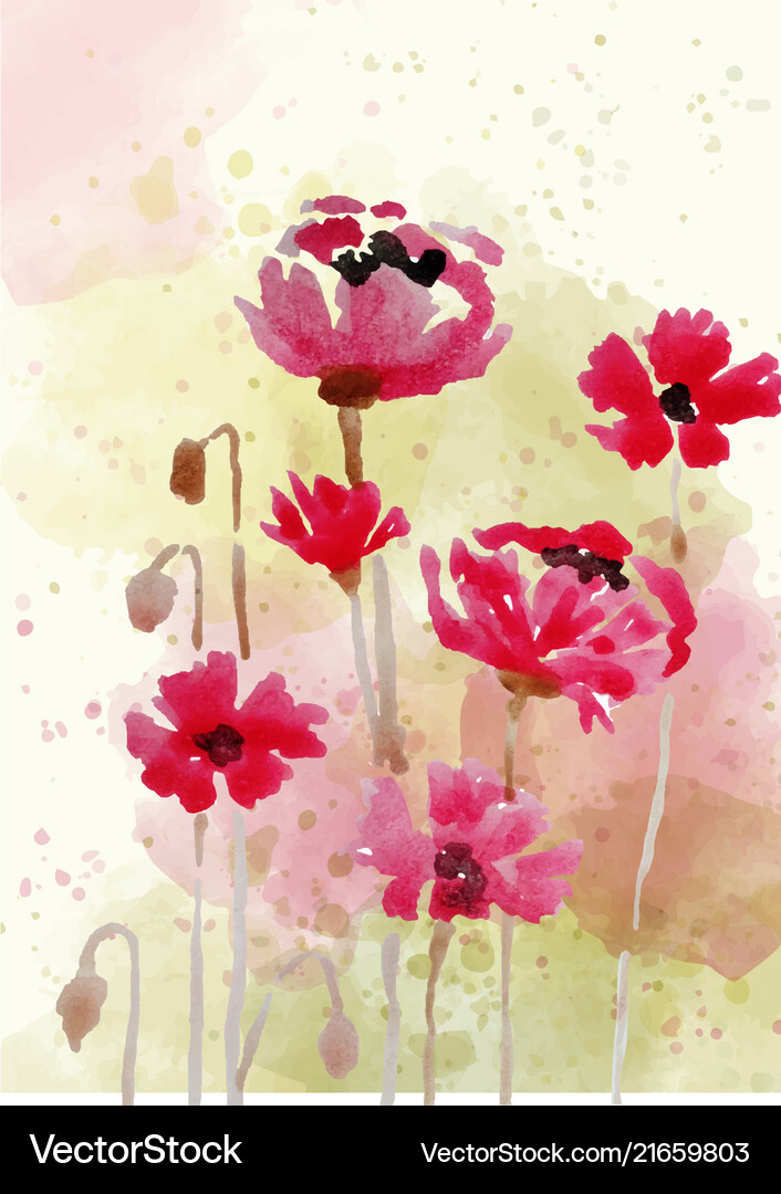 Beautiful hand painted floral background Vector Image