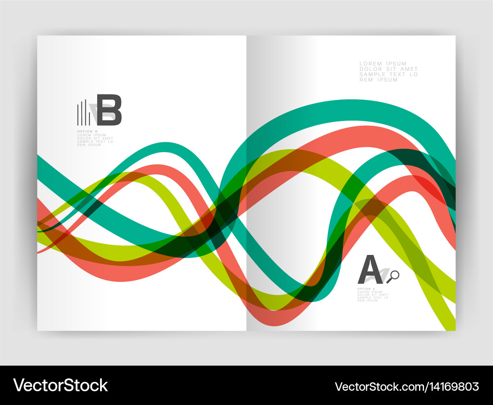 Business brochure flyer template wave and line Vector Image