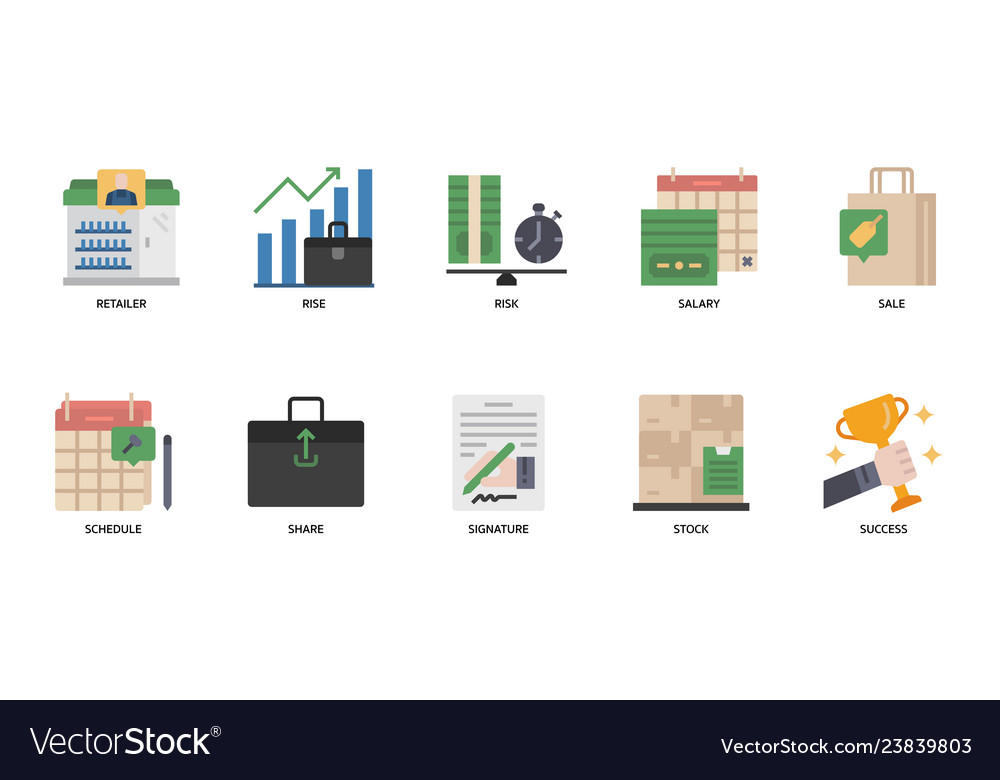 Business icons set Royalty Free Vector Image - VectorStock