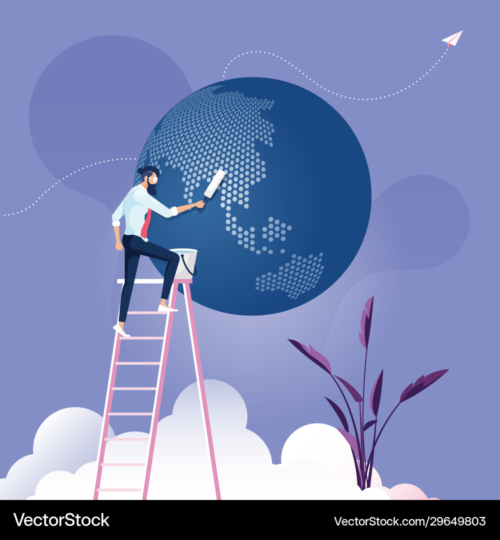 Businessman clean up world Royalty Free Vector Image