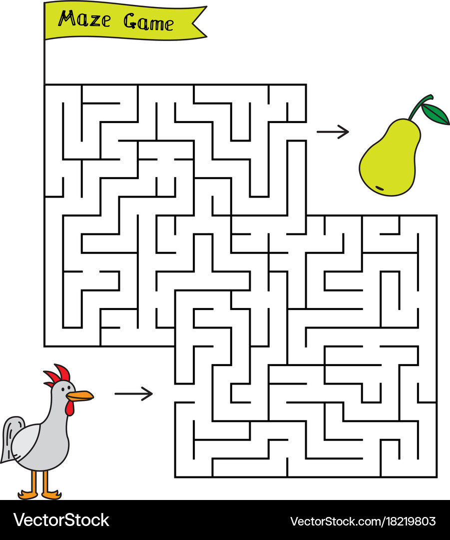 Cartoon chicken maze game Royalty Free Vector Image