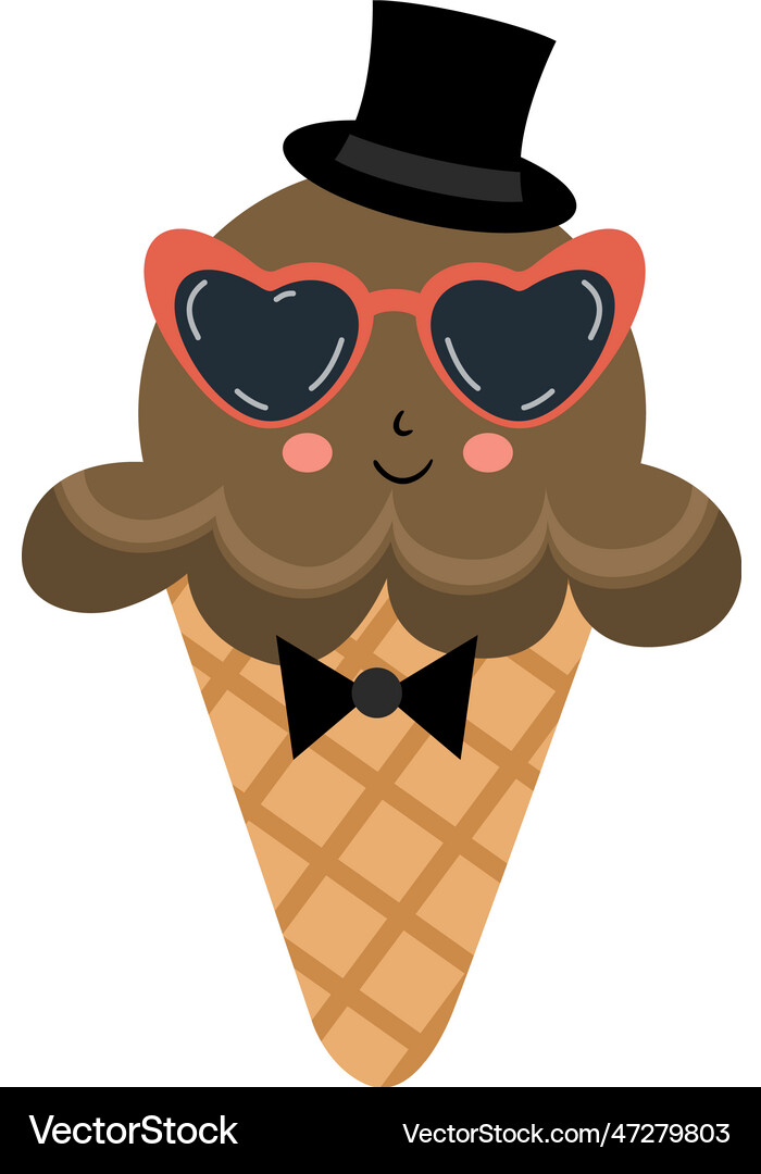 Funny chocolate ice cream cone Royalty Free Vector Image