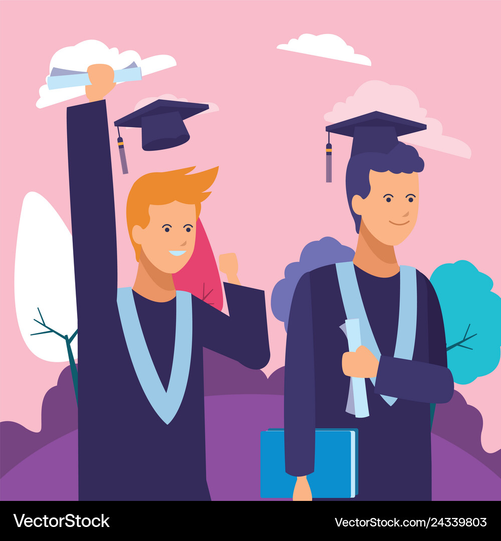 Graduation ceremony friends Royalty Free Vector Image