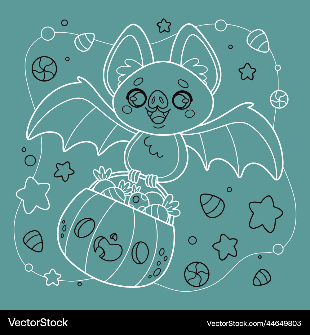 Halloween Party Coloring Page Royalty Free Vector Image