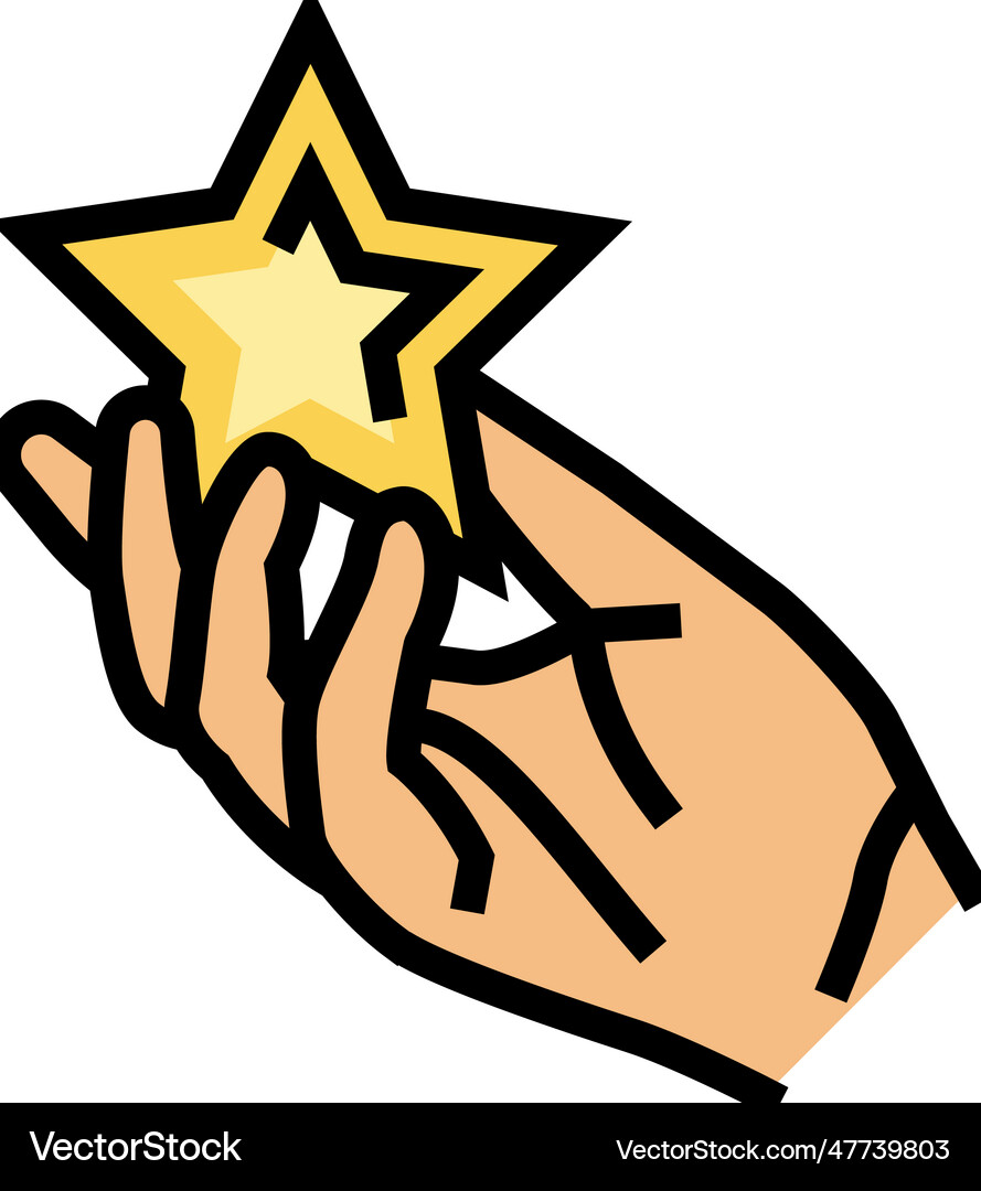Hand holding star color icon Royalty Free Vector Image