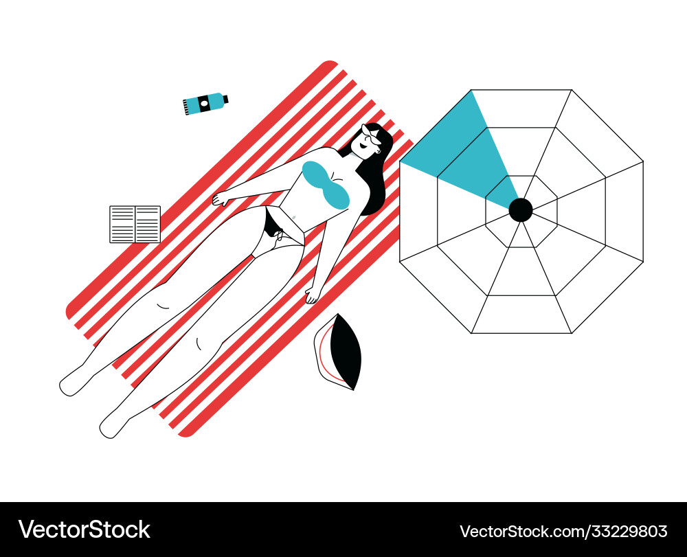 Happy people sunbathing on beach in top view Vector Image
