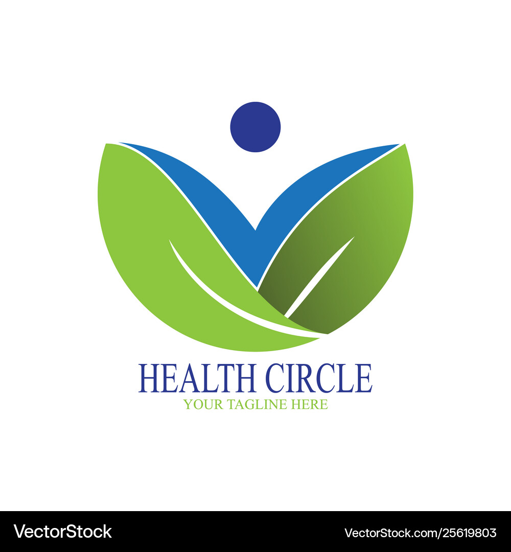Healthy circle logo with abstract people Vector Image