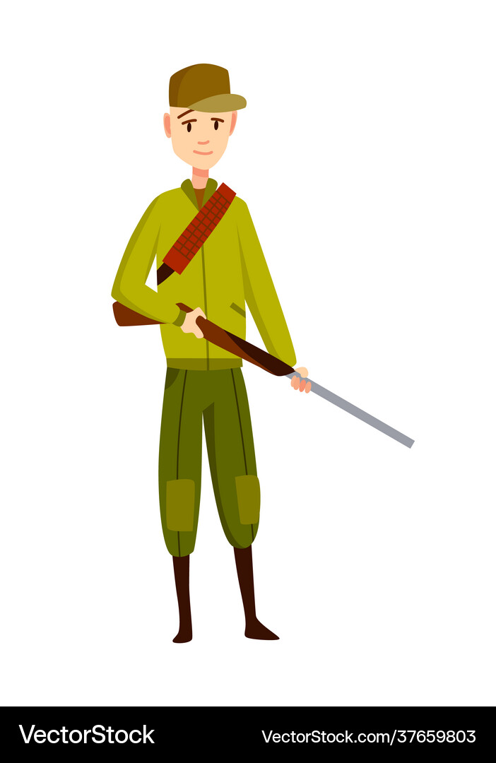 Hunter character with rifle man a gun Royalty Free Vector
