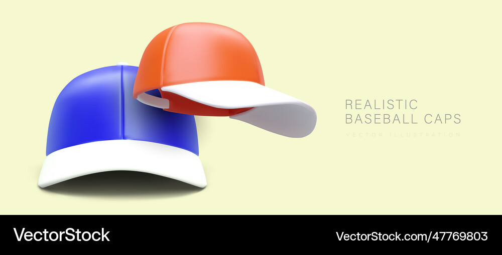 Pair of realistic baseball caps in different Vector Image