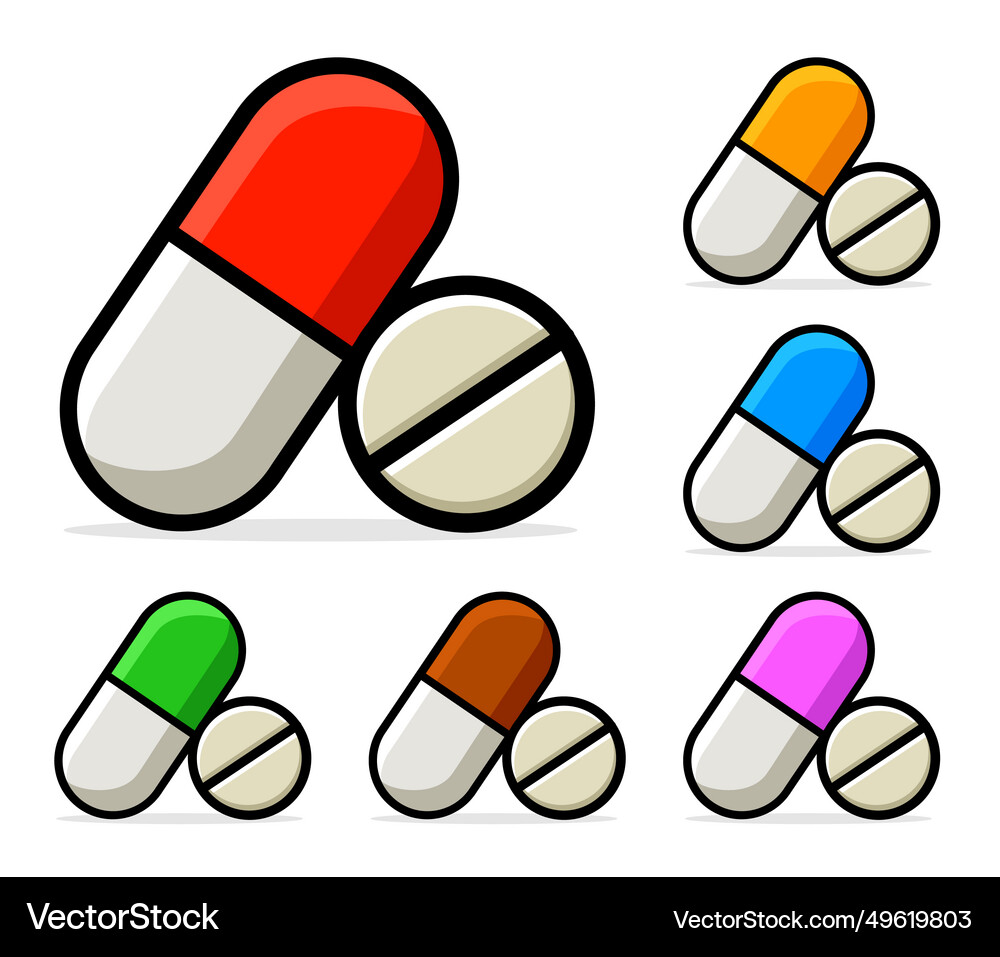 Pills icons on white background Royalty Free Vector Image